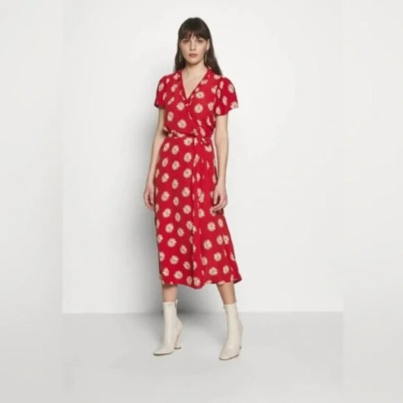 Madewell | Dresses | Madewell Ruffleedge Wrap Midi Dress In Daisy ...